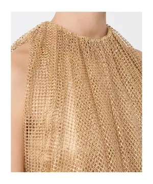 Sportmax Embellished Mesh Top - Camel