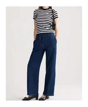 PATOU Ribbed Striped T-shirt With Round Neck - Black