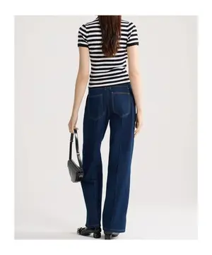 PATOU Ribbed Striped T-shirt With Round Neck - Black