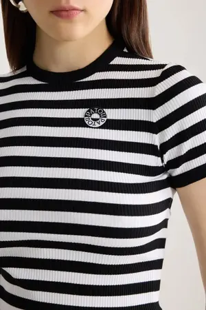 PATOU Ribbed Striped T-shirt With Round Neck - Black