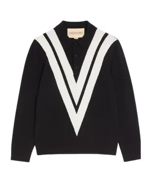 Valentino Garavani Wool Polo Shirt With Inlaid V