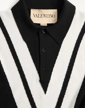 Valentino Garavani Wool Polo Shirt With Inlaid V