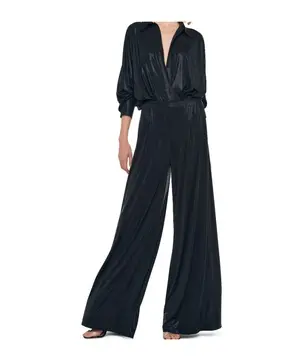 Norma Kamali Super Oversized Boyfriend Shirt Bodysuit - Black