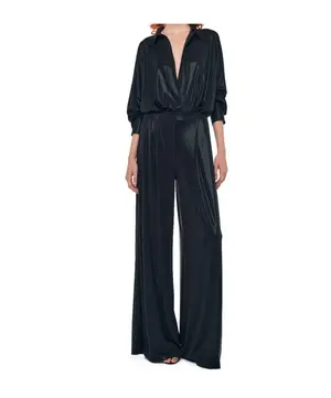 Norma Kamali Super Oversized Boyfriend Shirt Bodysuit - Black