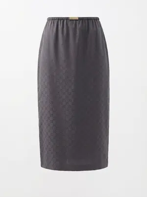 Gucci Gg Cotton Silk Jacquard Skirt - Dark Gray