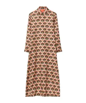 La DoubleJ Silk Twill Printed Shirt Dress - Brown