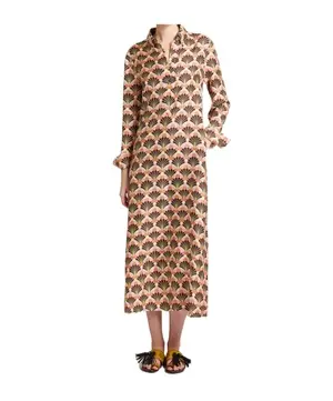 La DoubleJ Silk Twill Printed Shirt Dress - Brown