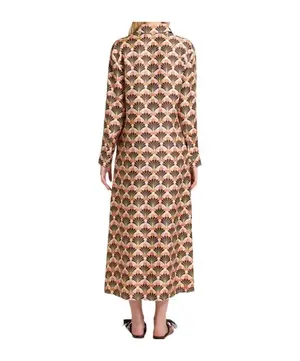 La DoubleJ Silk Twill Printed Shirt Dress - Brown