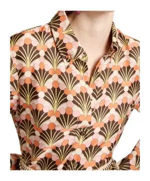 La DoubleJ Silk Twill Printed Shirt Dress - Brown