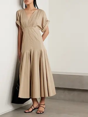 Proenza Schouler Ciara Pleated Dress - Beige