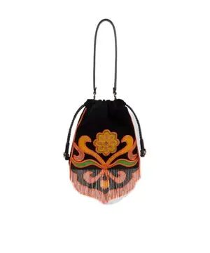 Etro Kalispera Beaded Fringe Shoulder Bag - Black