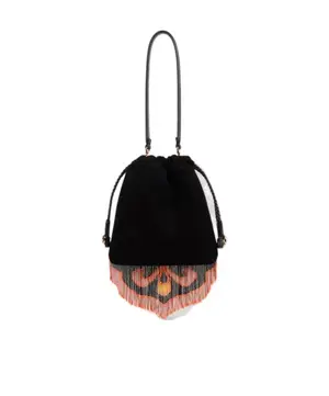 Etro Kalispera Beaded Fringe Shoulder Bag - Black