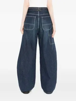 Sacai Wide-leg Denim Jeans With Decorative Belt