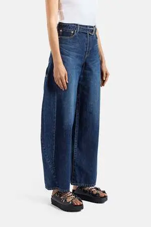 Sacai Wide-leg Denim Jeans With Decorative Belt