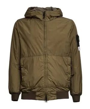 Stone Island Hooded Zip-up Padded Jacket - Green
