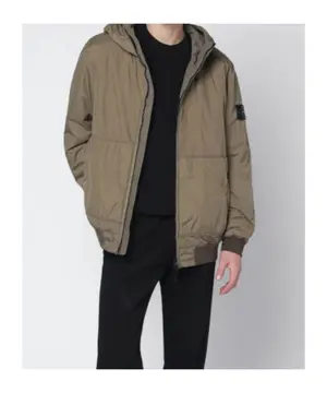 Stone Island Hooded Zip-up Padded Jacket - Green