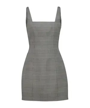 Balmain Sleeveless Mini Dress With Square Neckline - Gray