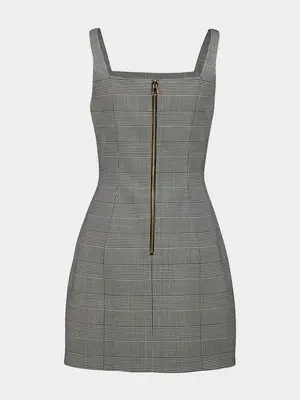 Balmain Sleeveless Mini Dress With Square Neckline - Gray