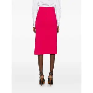 Valentino Garavani Zipped Midi Skirt With Pleated Details And Slit - Red