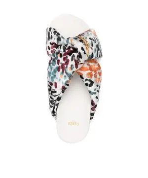 Fendi Printed Silk Sandals With Knot Detail