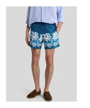 Etro Placed Floral Print Swim Shorts - Blue