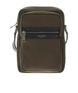 Saint Laurent Zipper Oblique Canvas Crossbody Bag - Black