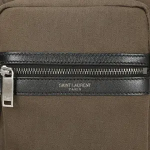 Saint Laurent Zipper Oblique Canvas Crossbody Bag