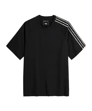 Y3 Raw Edge 3-stripes Short-sleeved T-shirt - Black