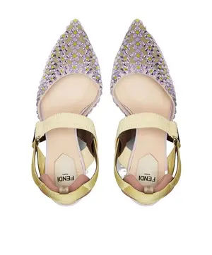 Fendi Colibrì Embellished Slingback Heeled Pumps - Yellow