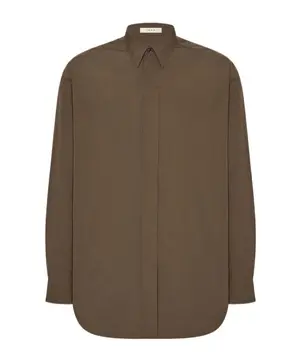 THE ROW Nilo Poplin Shirt - Nut Brown