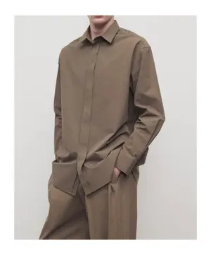 THE ROW Nilo Poplin Shirt - Nut Brown