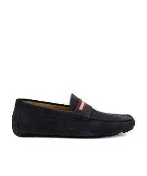 Bally Suede Loafers With Signature Stripe Detail - Black