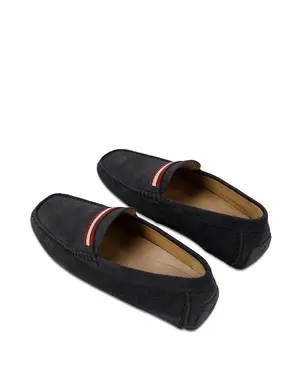 Bally Suede Loafers With Signature Stripe Detail - Black