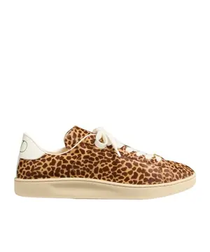 Valentino Garavani Leopard Print Lace-up Sneakers - Nude