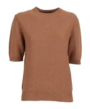 Fabiana Filippi Short-sleeved Crewneck Jumper - Brown