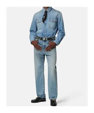 Versace Logo Patch Pencil Jeans