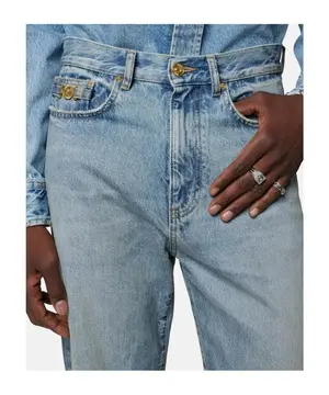 Versace Logo Patch Pencil Jeans