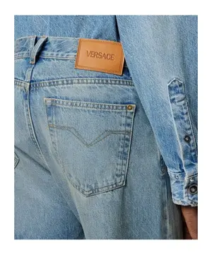 Versace Logo Patch Pencil Jeans