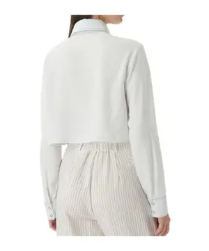 Patrizia Pepe Cropped Button-up Shirt With Chest Pocket - White