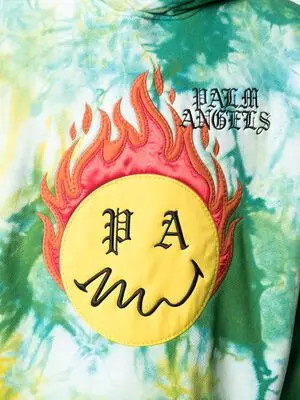 Palm Angels Burning Head Tie-dye Hoodie - Green