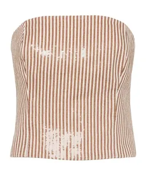 Brunello Cucinelli Sequined Striped Strapless Top