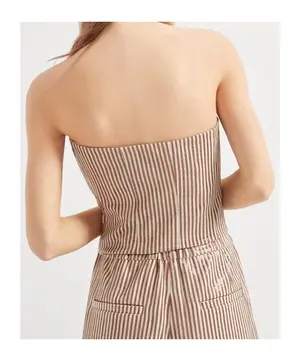 Brunello Cucinelli Sequined Striped Strapless Top