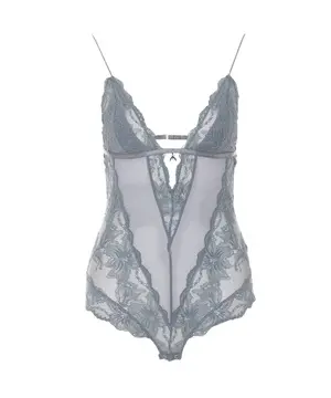 Patrizia Pepe Lace Sheer Bodysuit - Gray