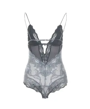 Patrizia Pepe Lace Sheer Bodysuit - Gray