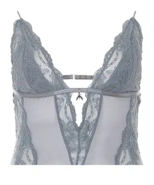 Patrizia Pepe Lace Sheer Bodysuit - Gray