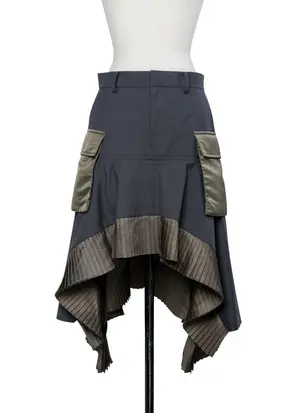 Sacai Suiting X Nylon Twill Asymmetrical Skirt