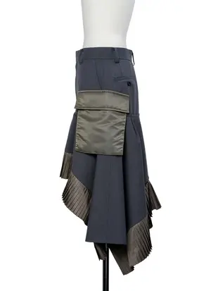 Sacai Suiting X Nylon Twill Asymmetrical Skirt