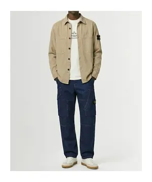 Stone Island Vintage Effect Cotton Shirt - Nude
