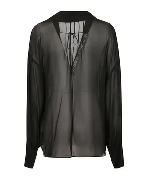 Patrizia Pepe Sheer Lace Panel V-neck Shirt