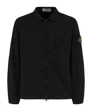 Stone Island Stretch Cotton Twill Shirt - Black